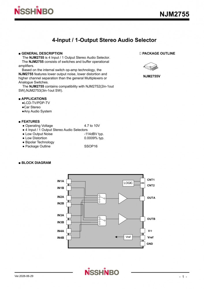 NJM2755 datasheet page 1