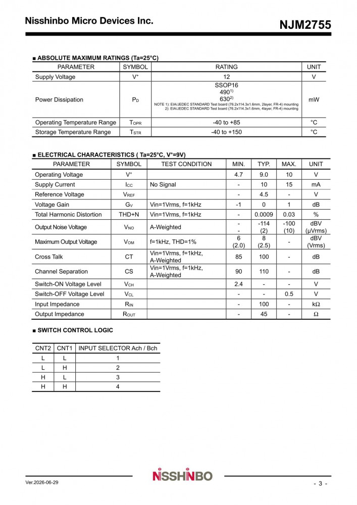 NJM2755 datasheet page 3