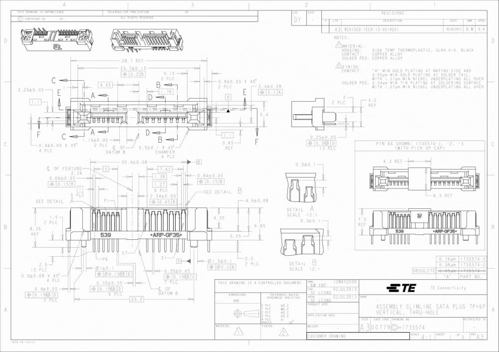 TE Connectivity 1735574-2 technical drawing page 1