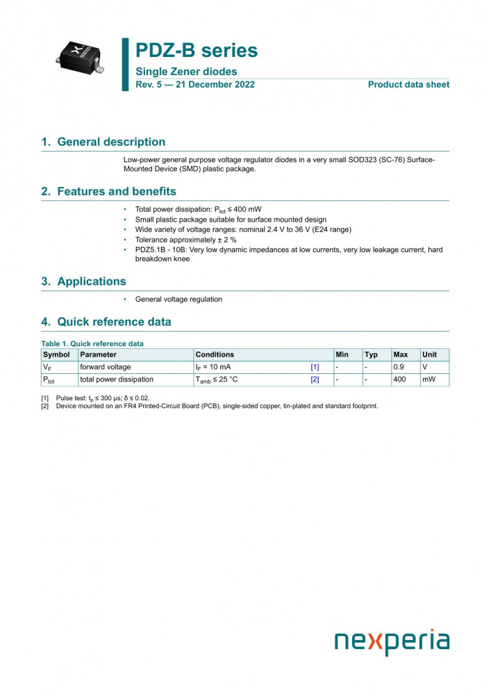 PDZ6.2B datasheet page 1