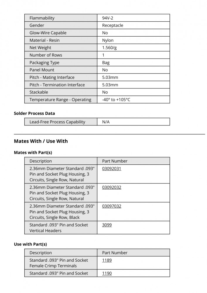 Molex .093 standard pin and socket terminal document page 3