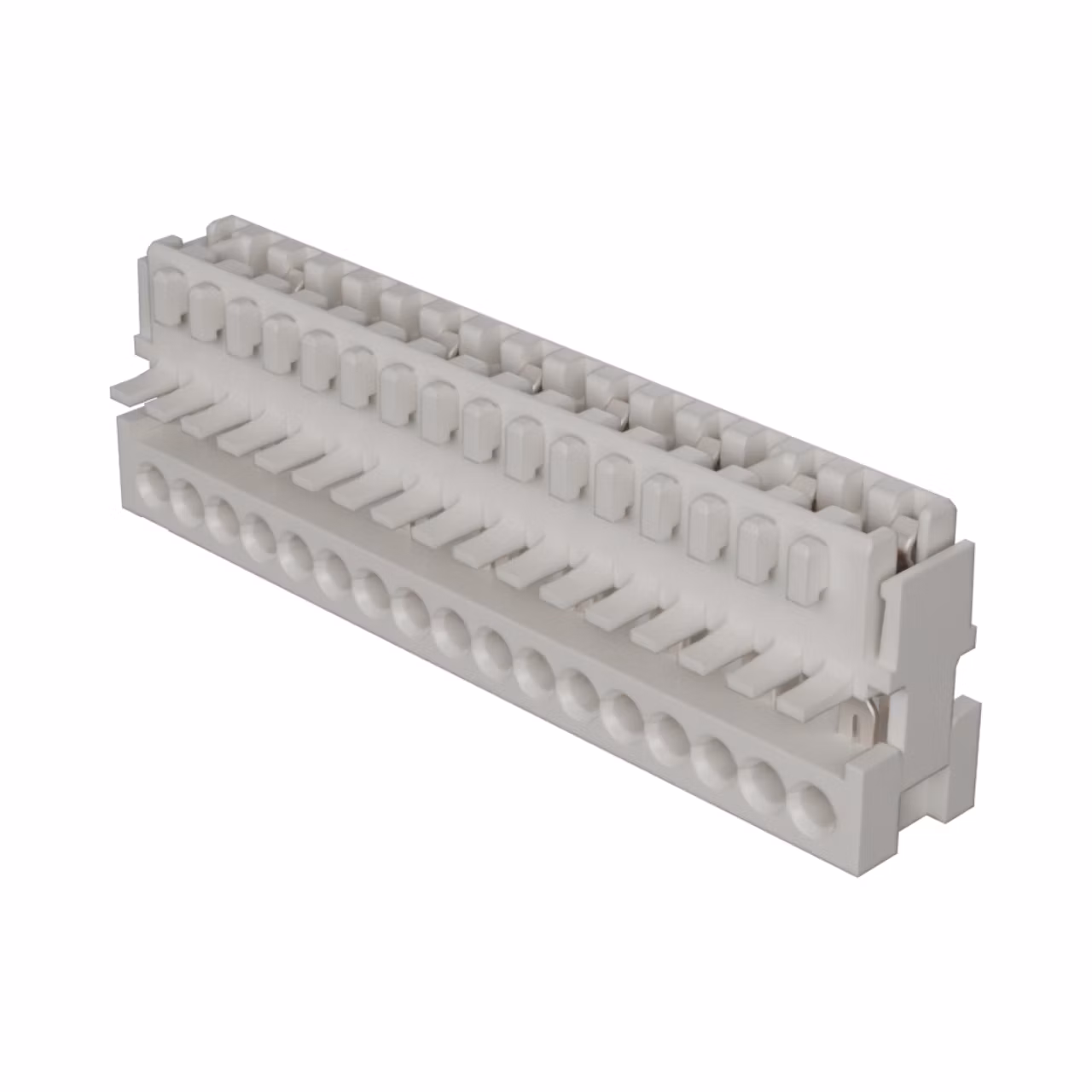Appli-Mate RAST 2.5 IDT Housing, 2.50mm Pitch, with Side Latches, Female, 17 Circuits, Position Keys A & R Removed, Polarizing Ribs Between 3/4 and 15/16, Voided Circuits 2, 4, 5, 6, 8, 10, 12, 14 and 16 for sale