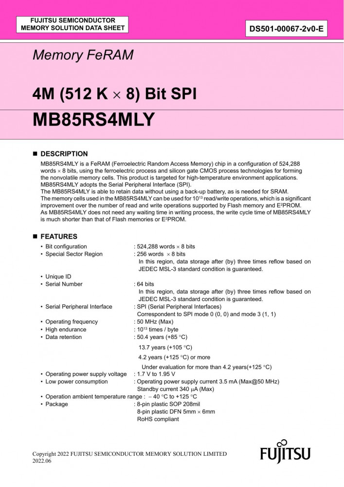 MB85RS4MLY datasheet page 1