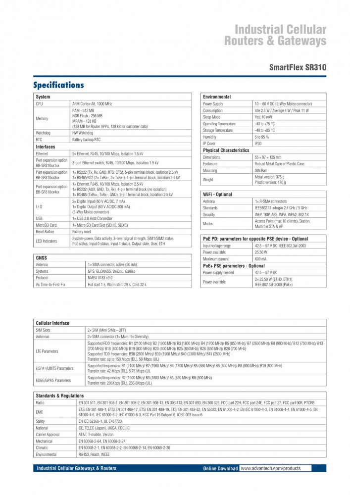 SmartFlex SR310 technical document, page 2