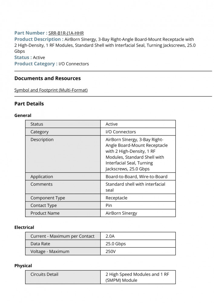 SRR-B1R-J1A-HHR technical document preview, page 1