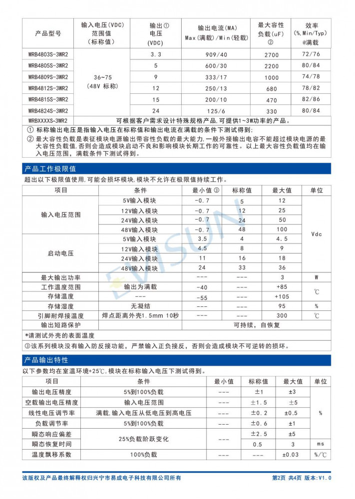 EVISUN WRB0524S-3WR2 datasheet page 2