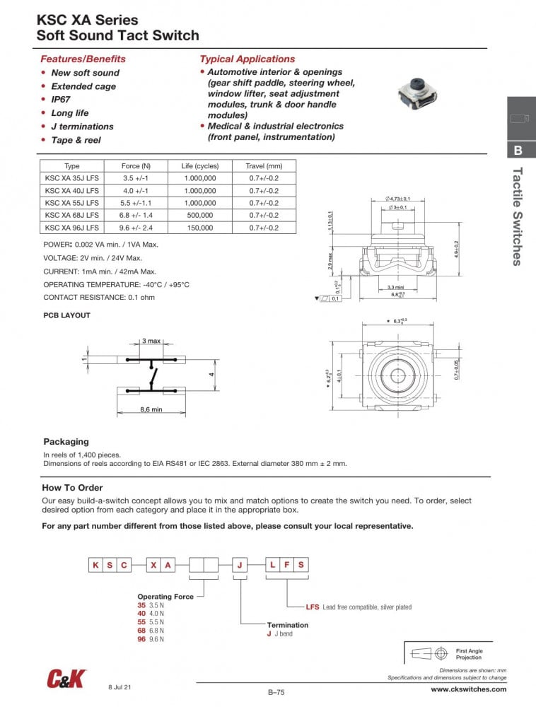 KSCXA40JLFS technical documentation page