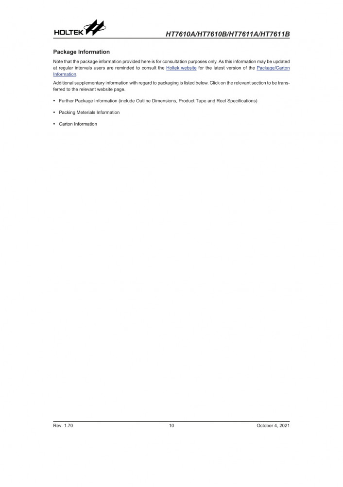 HT7610A datasheet page 10