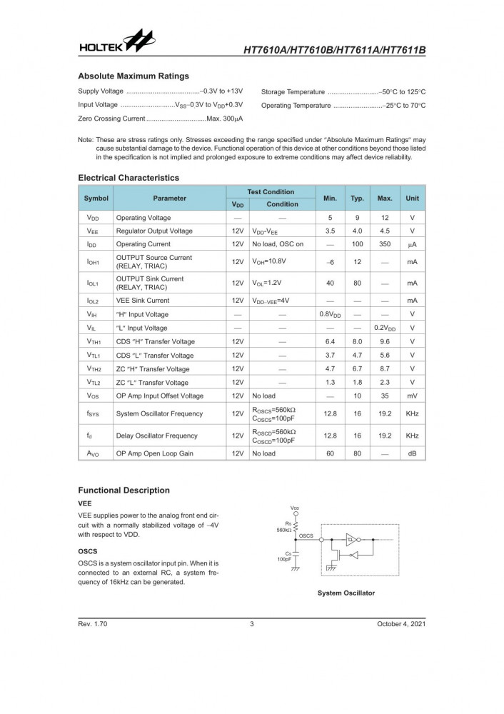 HT7610A datasheet page 3