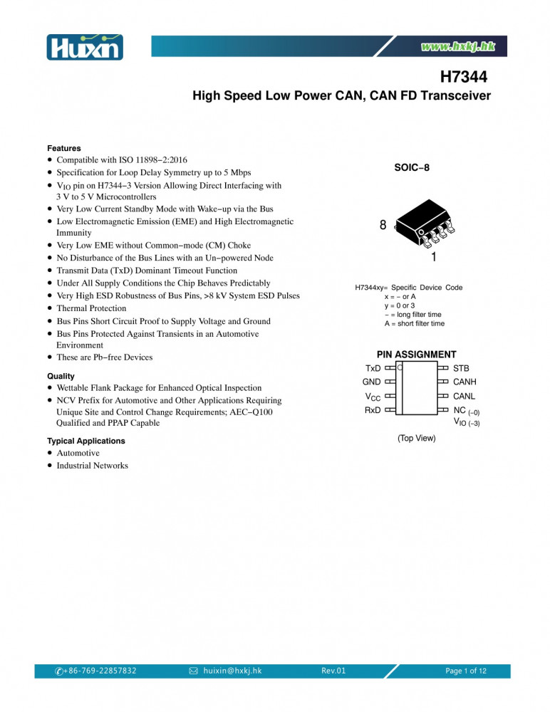 H7344 datasheet page 1