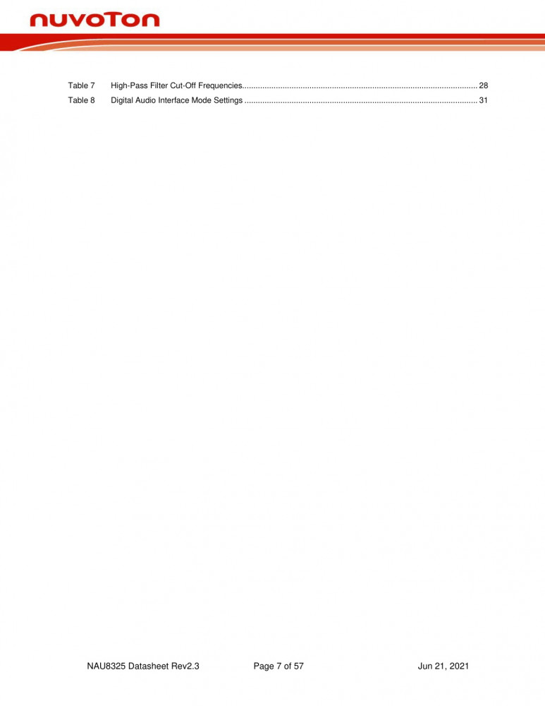 NAU8325 datasheet page 7