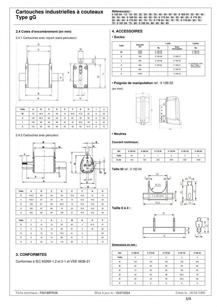 Legrand knife-blade gG fuse-link document, page 3
