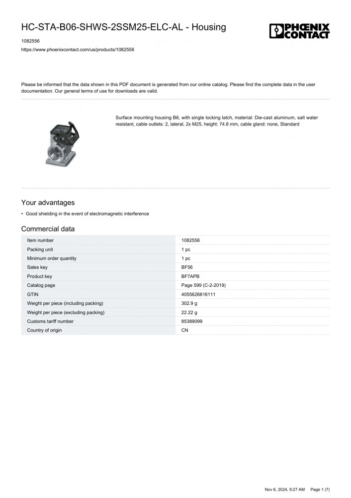 Phoenix Contact 1082556 technical document page 1
