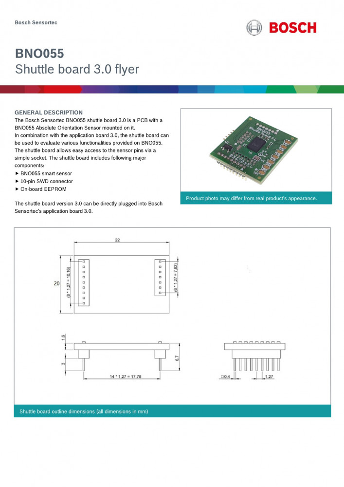 BNO055 Shuttle Board 3.0 documentation page 1