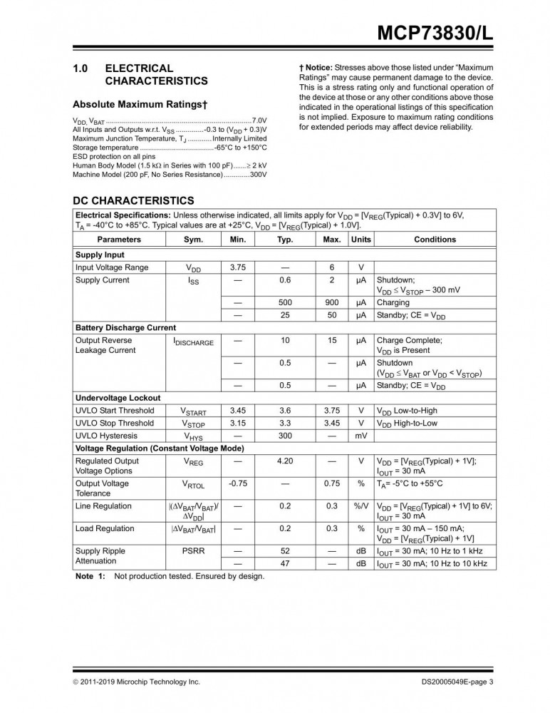 MCP73830 datasheet preview, page 3