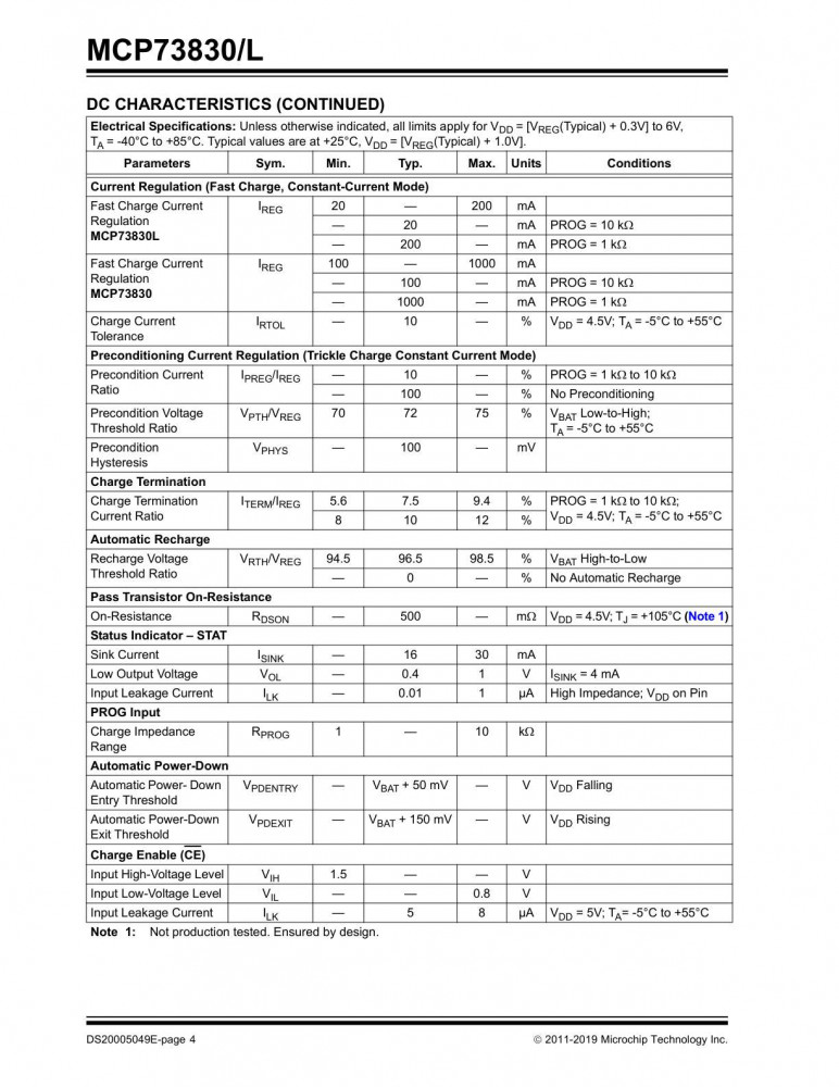 MCP73830 datasheet preview, page 4