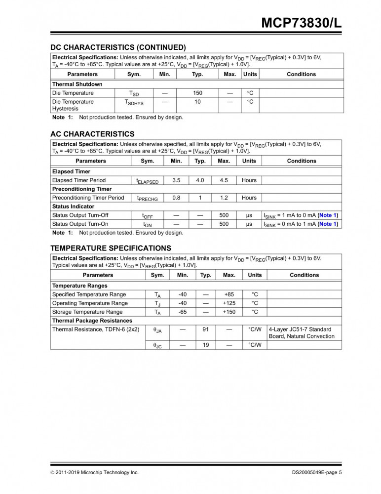 MCP73830 datasheet preview, page 5