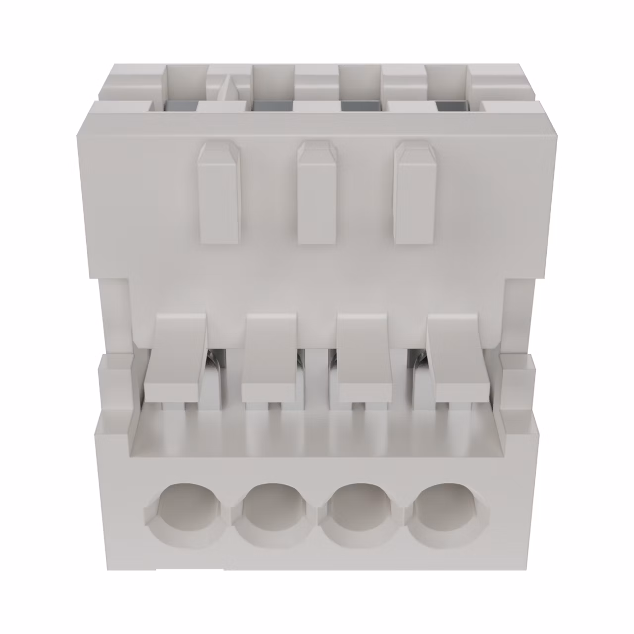 Appli-Mate RAST 2.5 IDT Housing, 2.50mm Pitch, Female, 4 Circuits, Beaded Terminal, Position Keys A & E Removed, Open Endwalls, Polarizing Rib Between Circuits 1 & 2 for sale