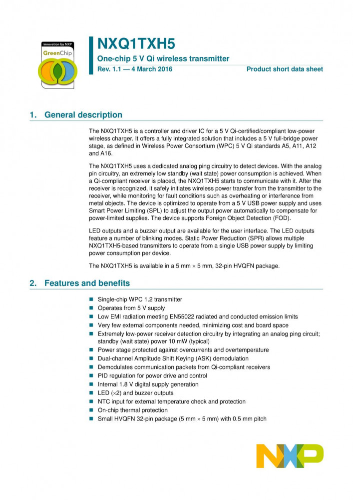 NXQ1TXH5 technical document page 1