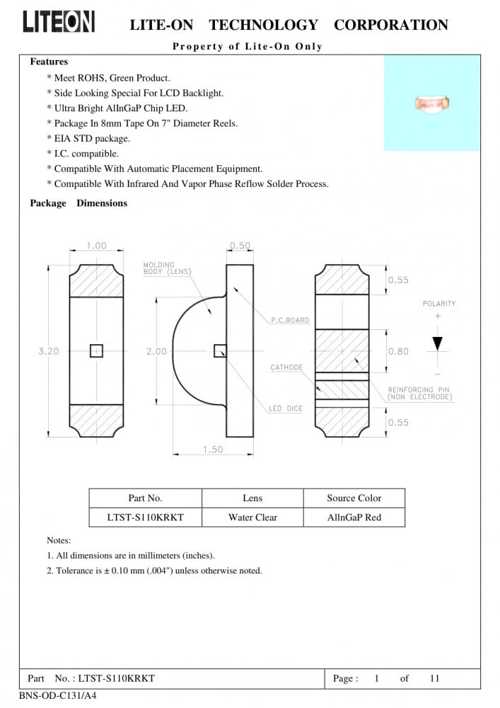 LTST-S110KRKT datasheet page 2