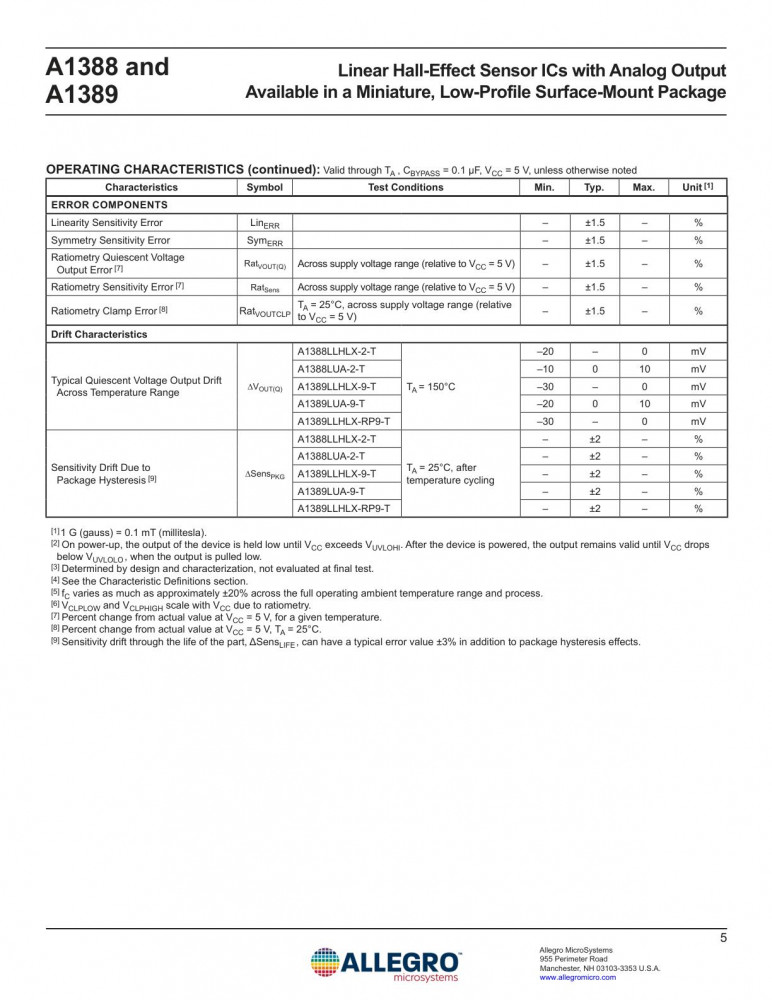 A1388 and A1389 datasheet page 5