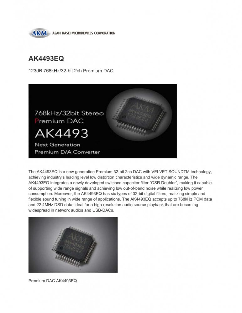 AK4493EQ technical document page 1