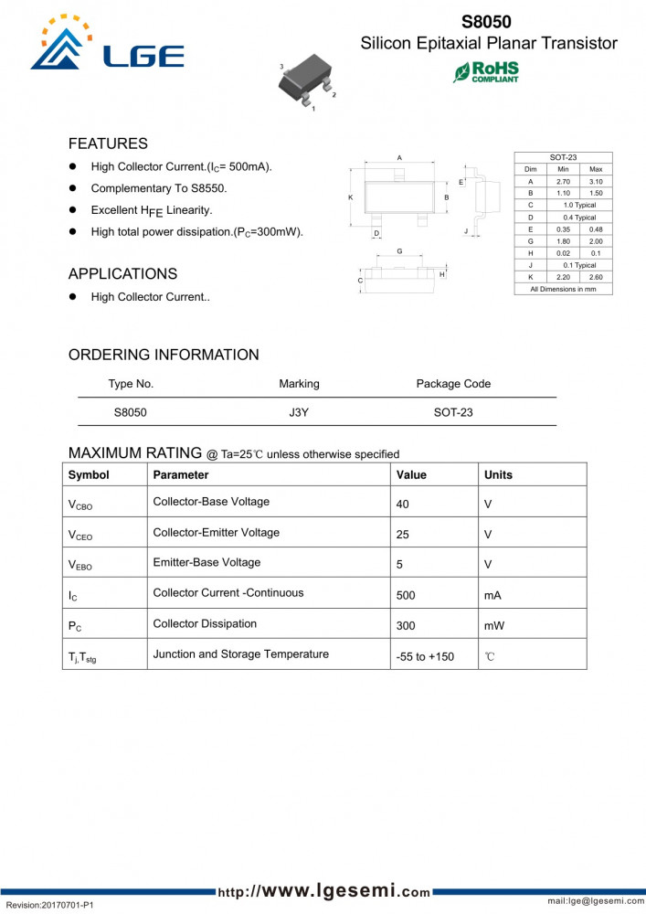 LGE S8050 JSY datasheet page 1