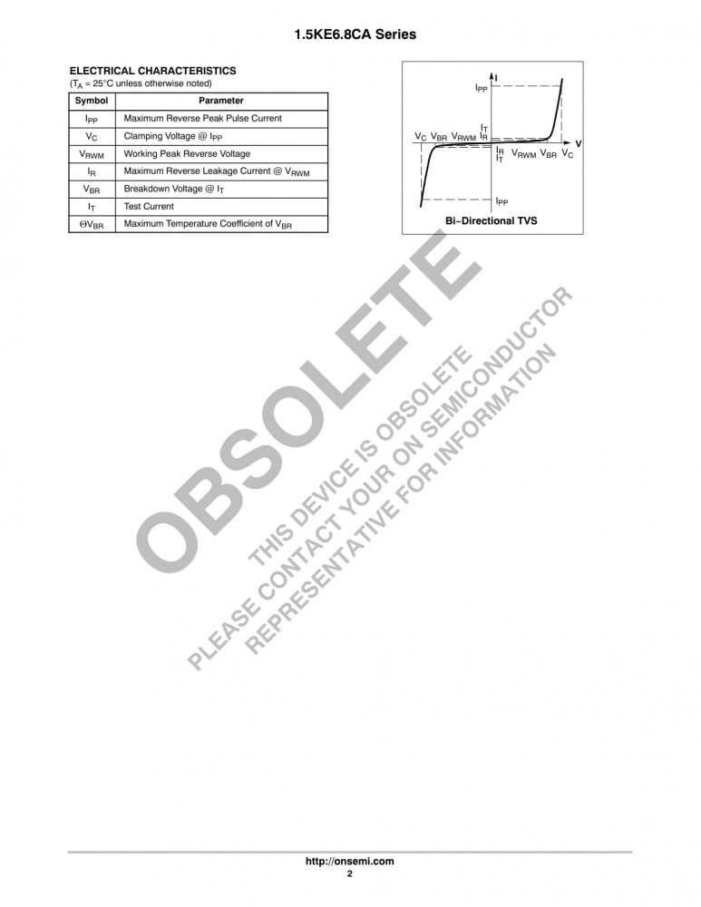 1.5KE220CA datasheet page 2