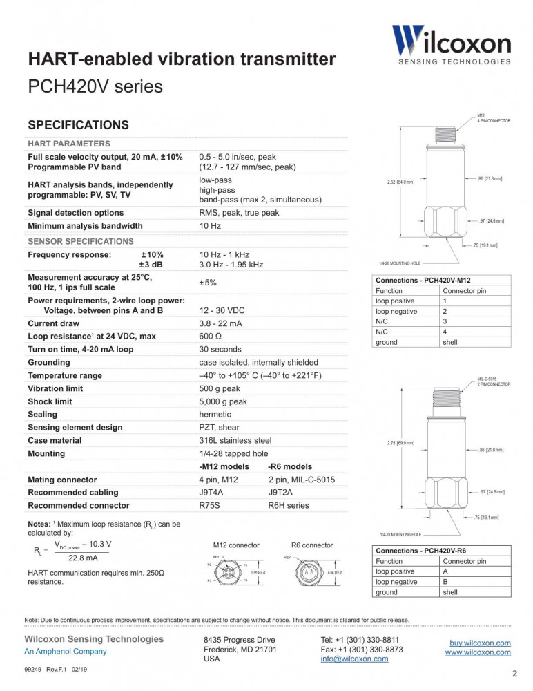 PCH420V series technical document page 2