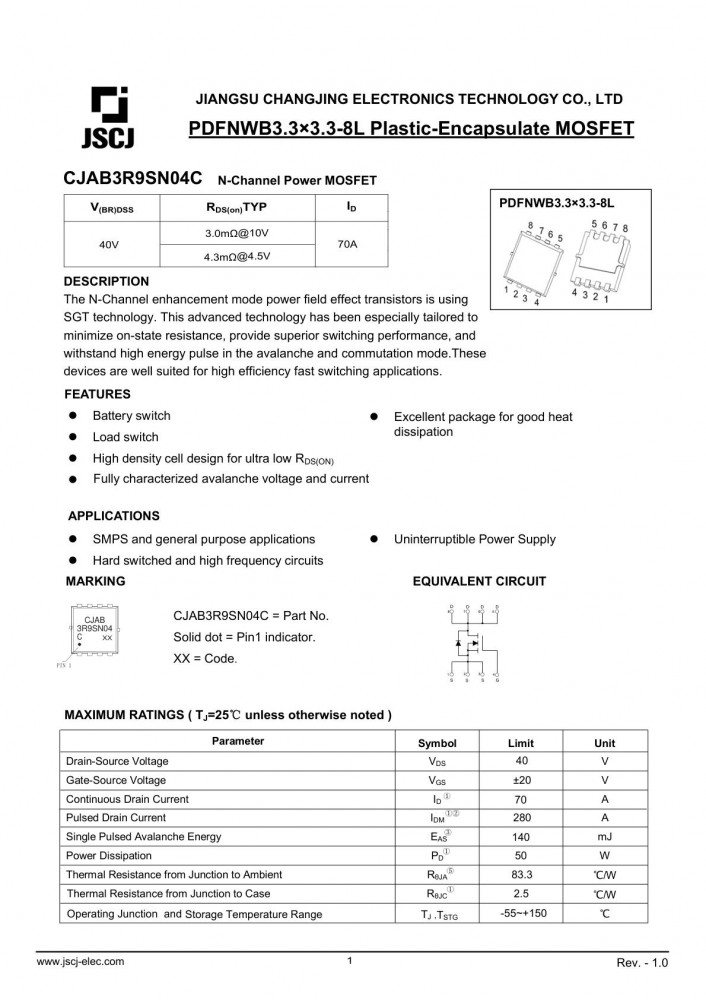 CJAB3R9SN04C datasheet page 1