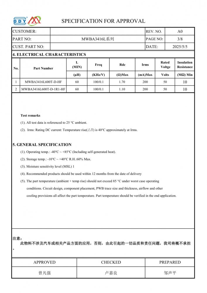 MWBA3416L approval document page 4