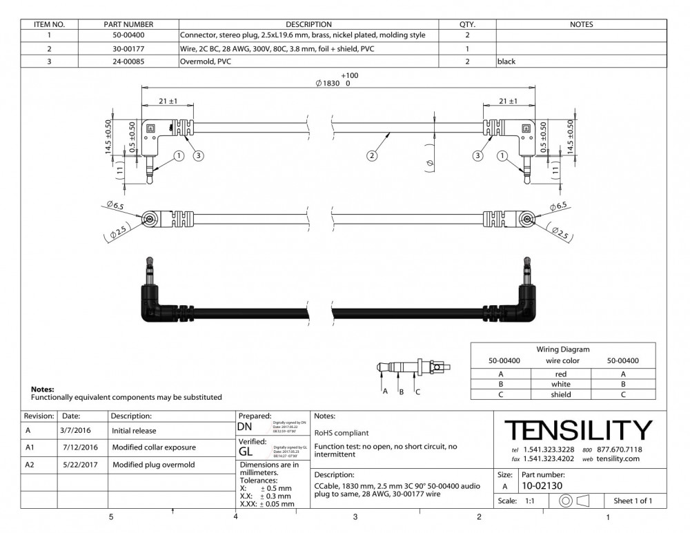 Tensility International 10-02130 product drawing