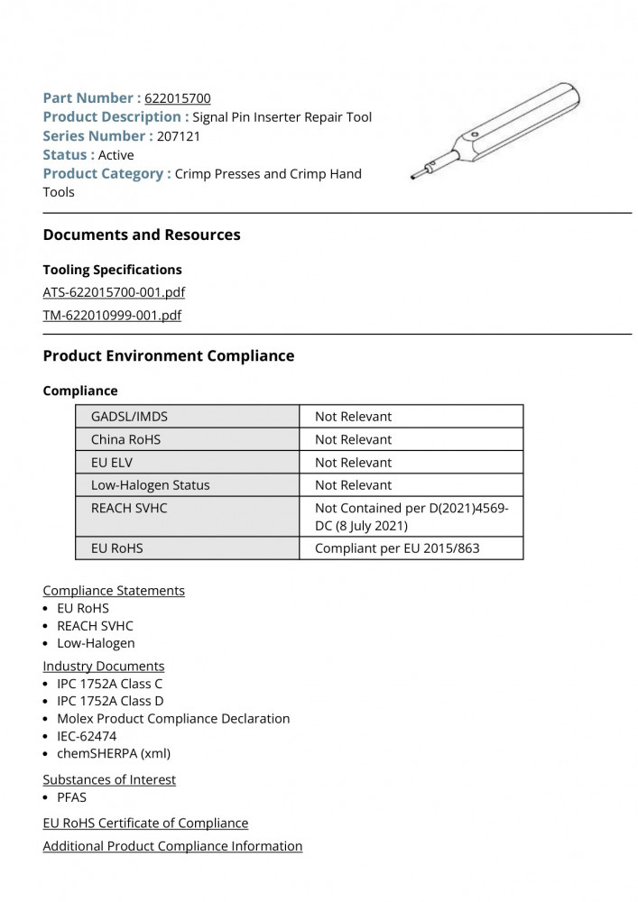 Tooling document preview, page 1