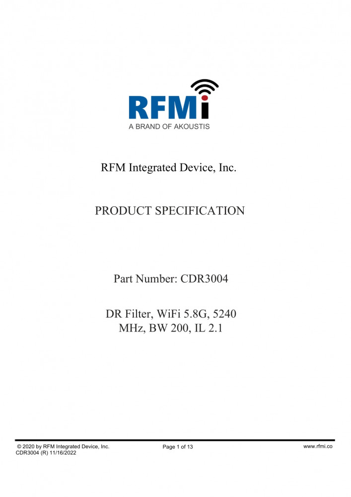 CDR3004 specification page 1