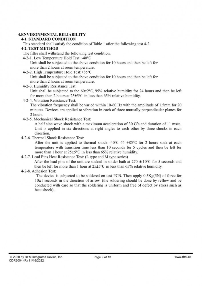 CDR3004 specification page 9
