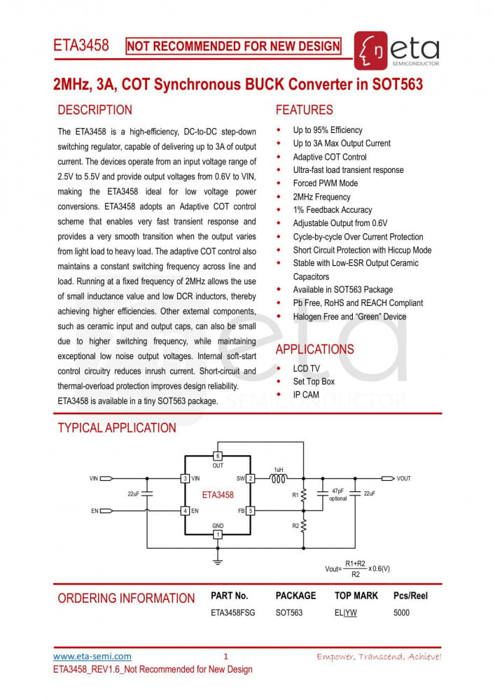 ETA3458FSG datasheet page 1