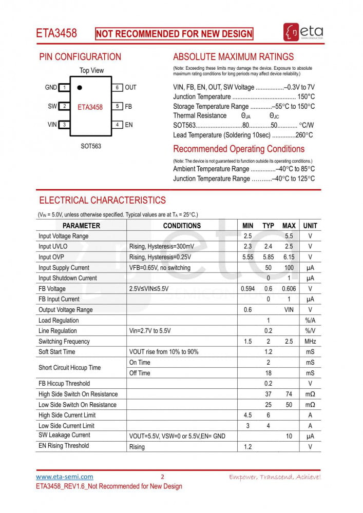ETA3458FSG datasheet page 2