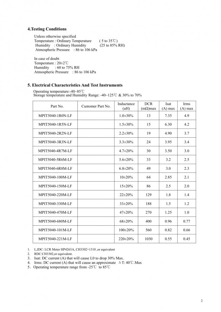 Microgate MPIT series specification page 2