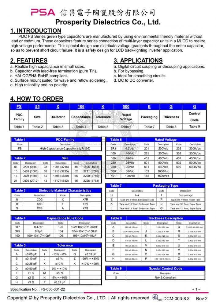 PSA FS Series datasheet page 3