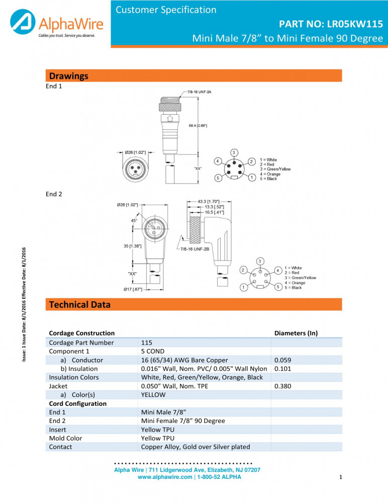 LR05KW115 YL358 technical drawing page 1
