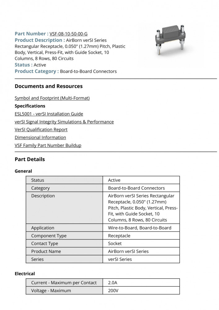 VSF-08-10-50-00-G technical document page 1