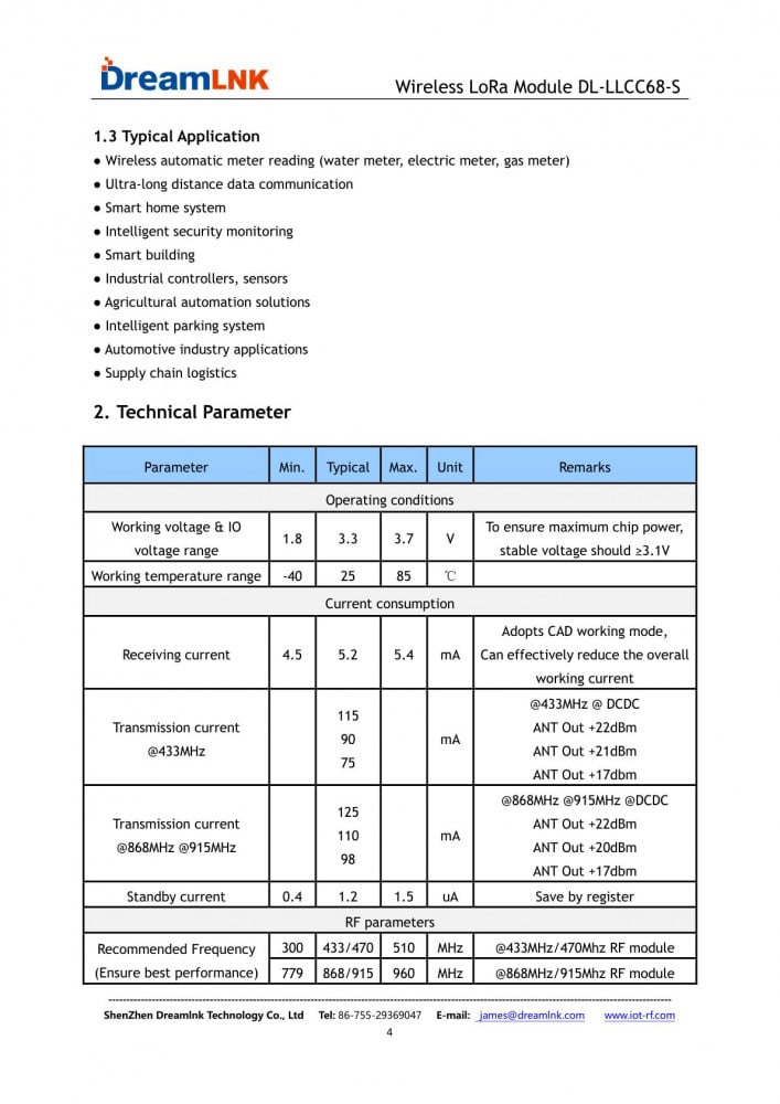 DL-LLCC68-S-868 datasheet page 4