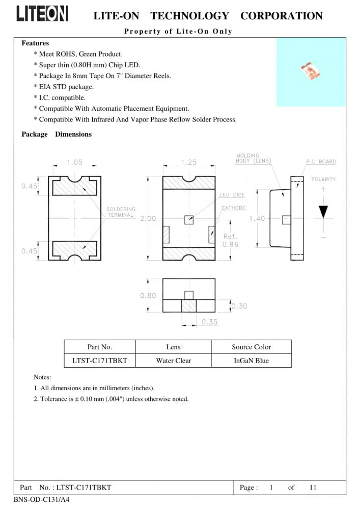 LTST-C171TBKT datasheet page 2