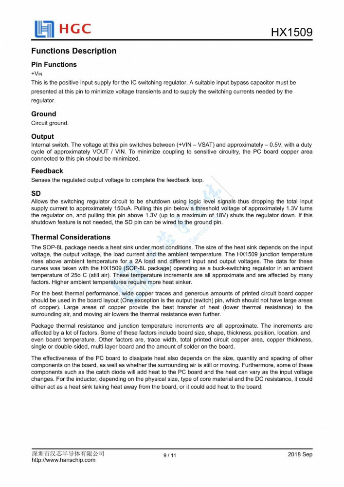 HX1509 datasheet page 9