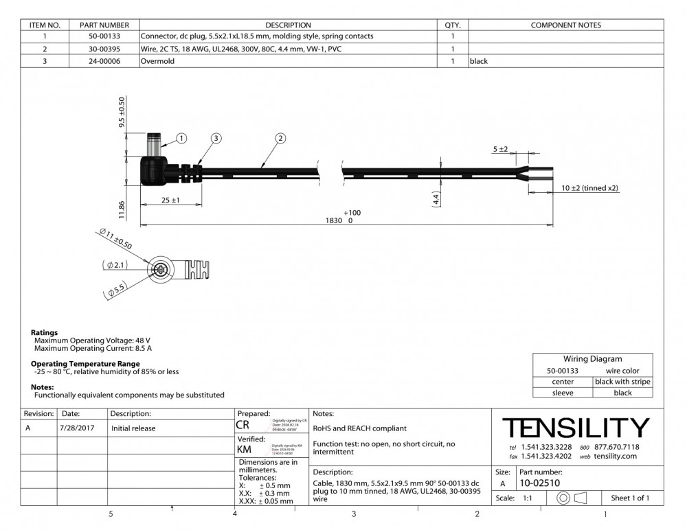 Tensility International 10-02510 product drawing