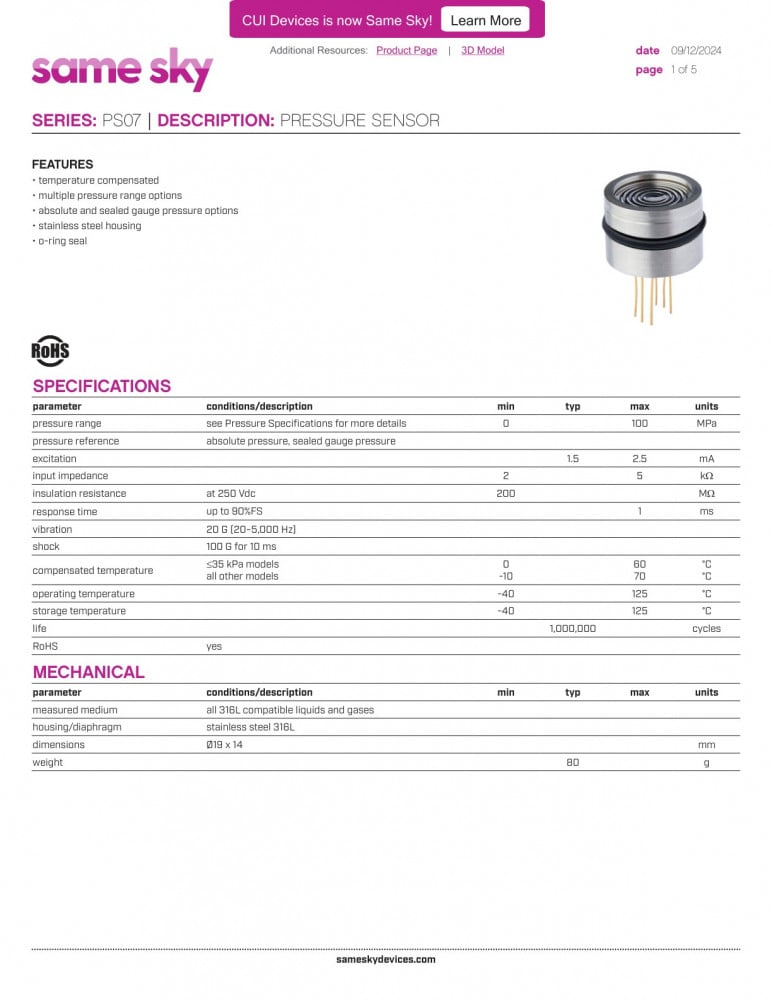 PS07-A10MP-6P datasheet page 1