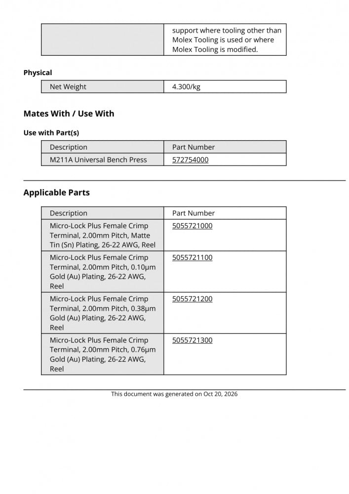 Molex applicator tooling document preview, page 3