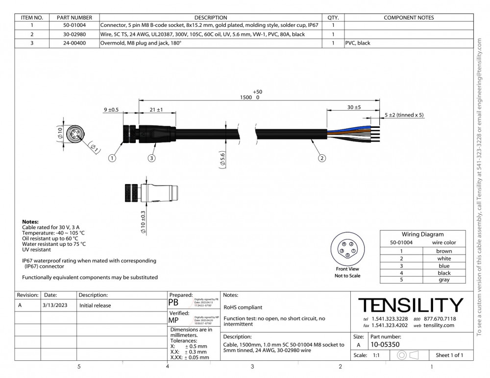 Tensility International 10-05350 product drawing
