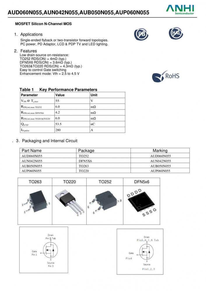AUP060N055 datasheet page 1