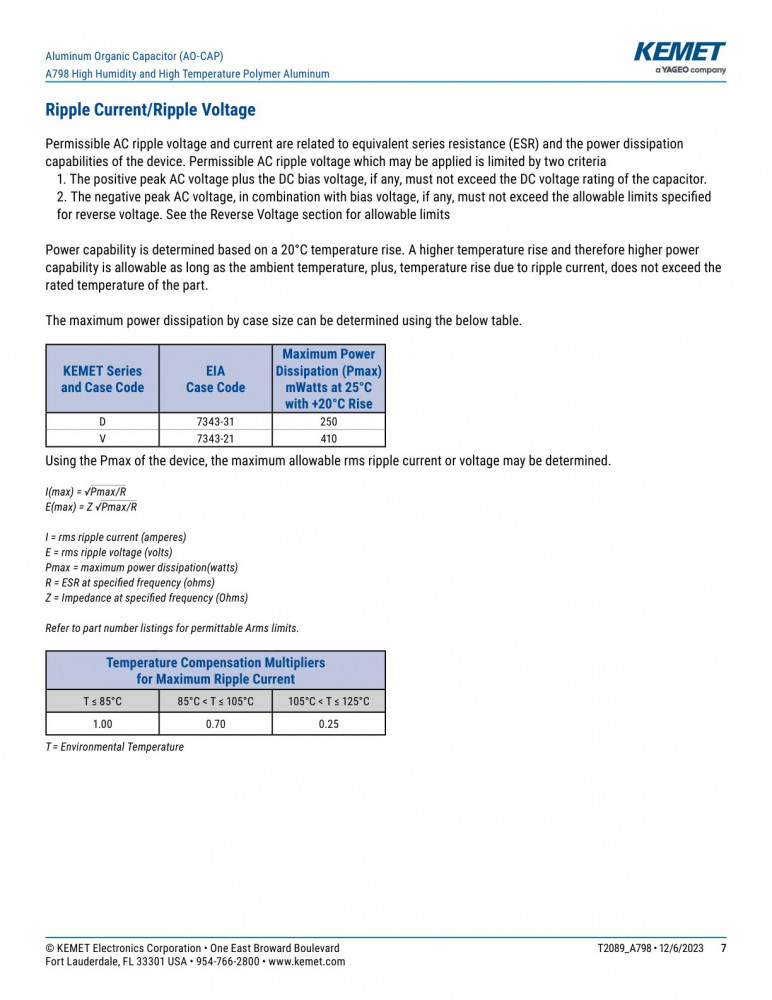KEMET A798 datasheet page 7